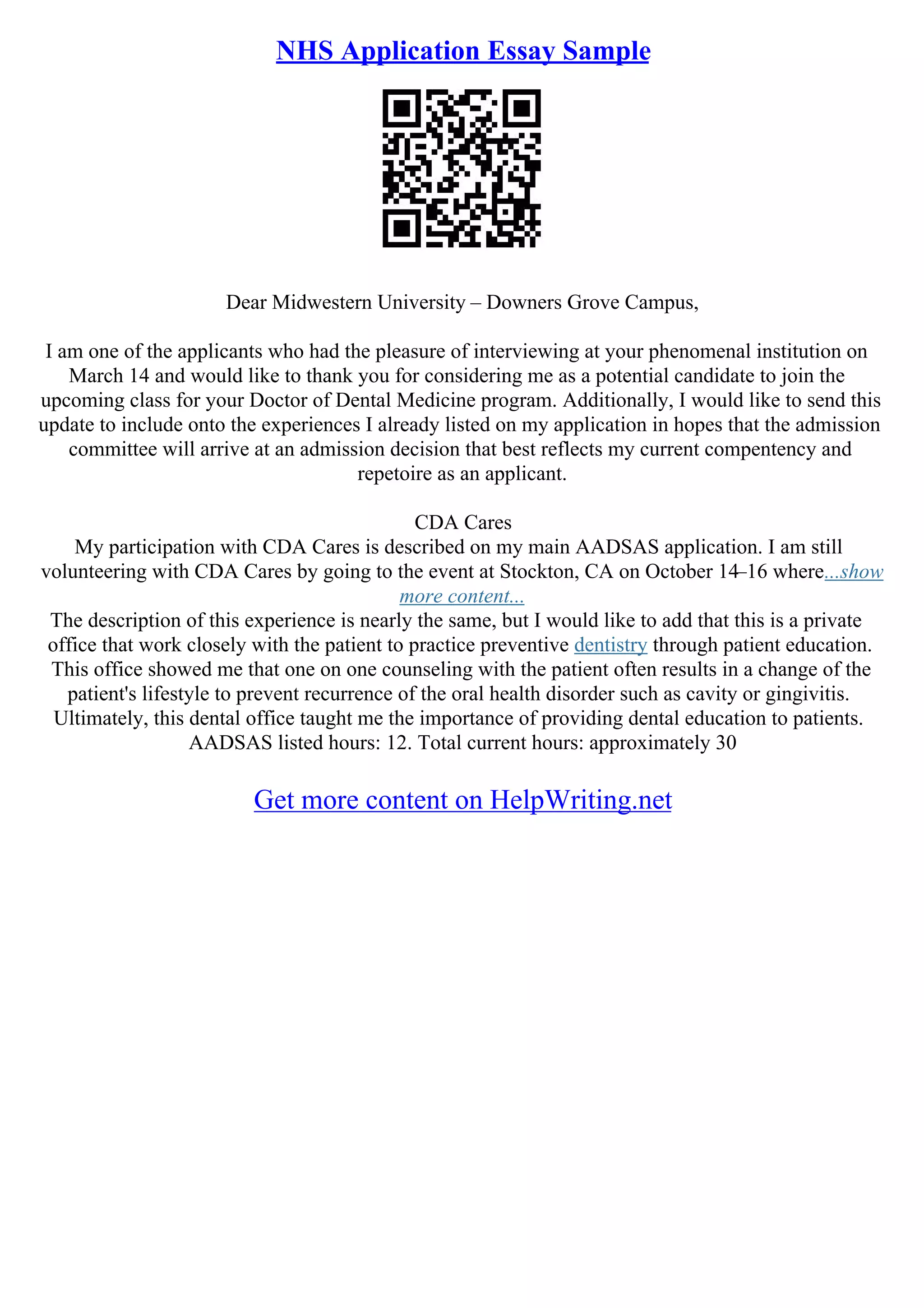 Nhs Essay Examples | PDF