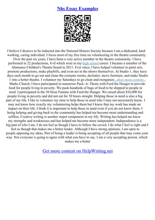 Nhs Essay Examples | PDF