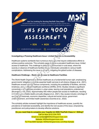 nhs fpx 4000 assessment 4 analyzing a current health care problem or ...