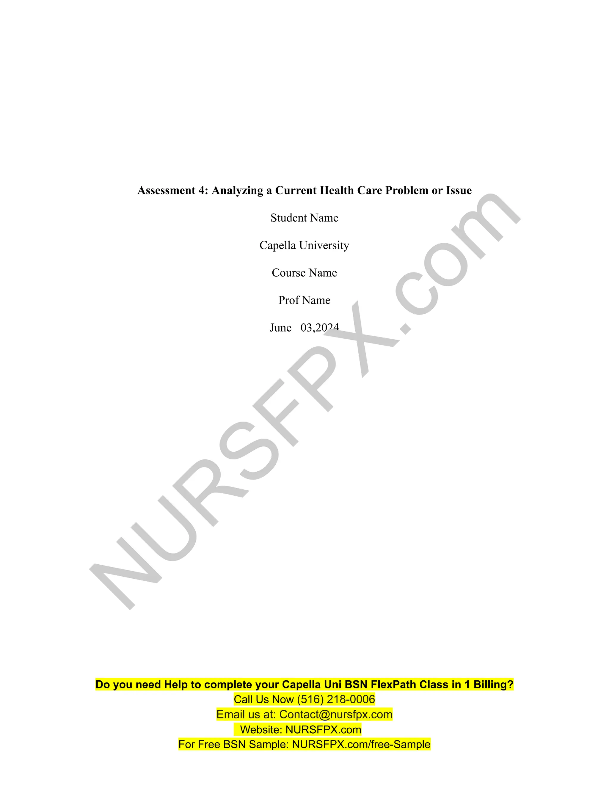 NHS FPX 4000 Assessment 4_ Analyzing a Current Health Care Problem or Issue.pdf