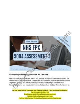 NHS FPX 5004 Assessment 3 Diversity Project Kickoff Presentation.pdf