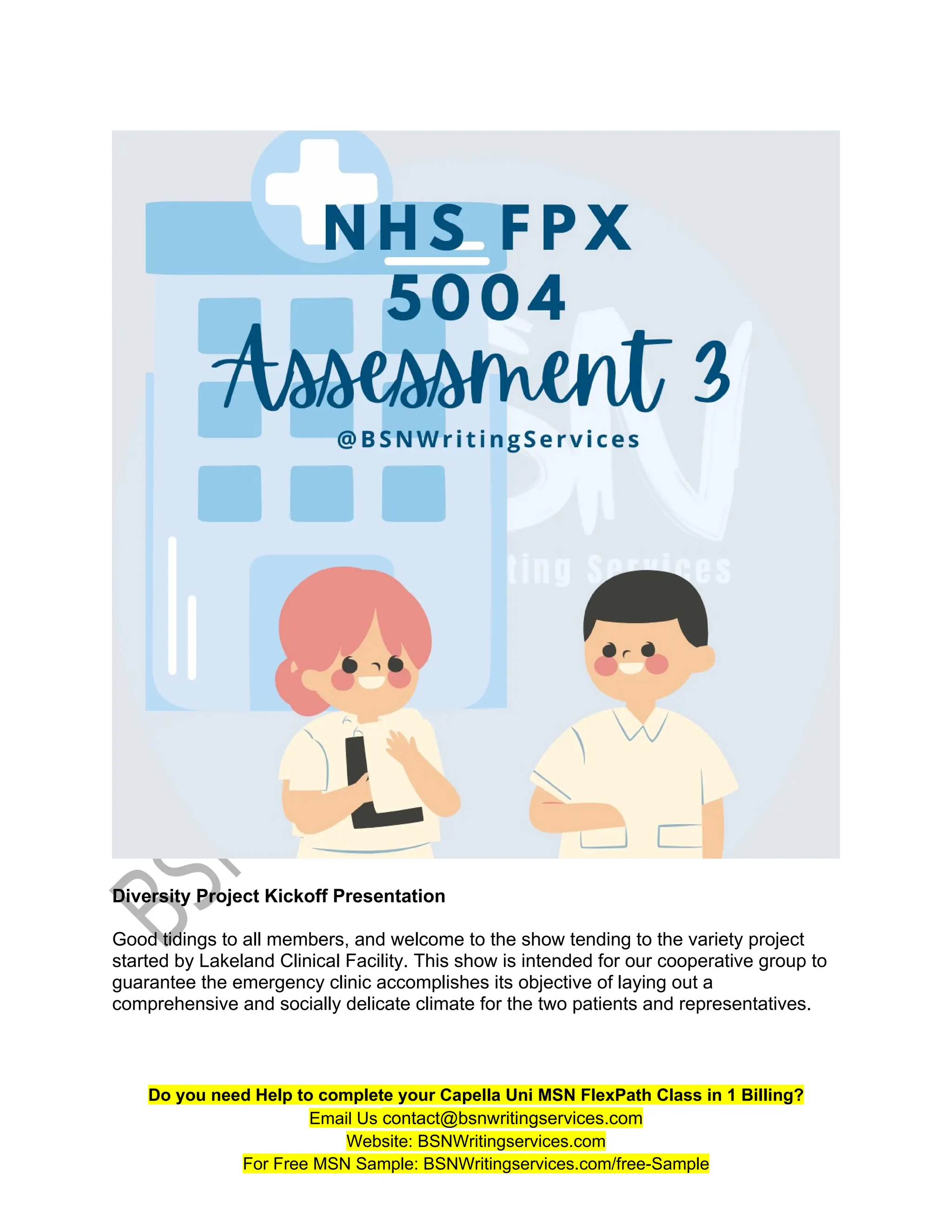 NHS FPX 5004 Assessment 3 Diversity Project Kickoff Presentation.docx