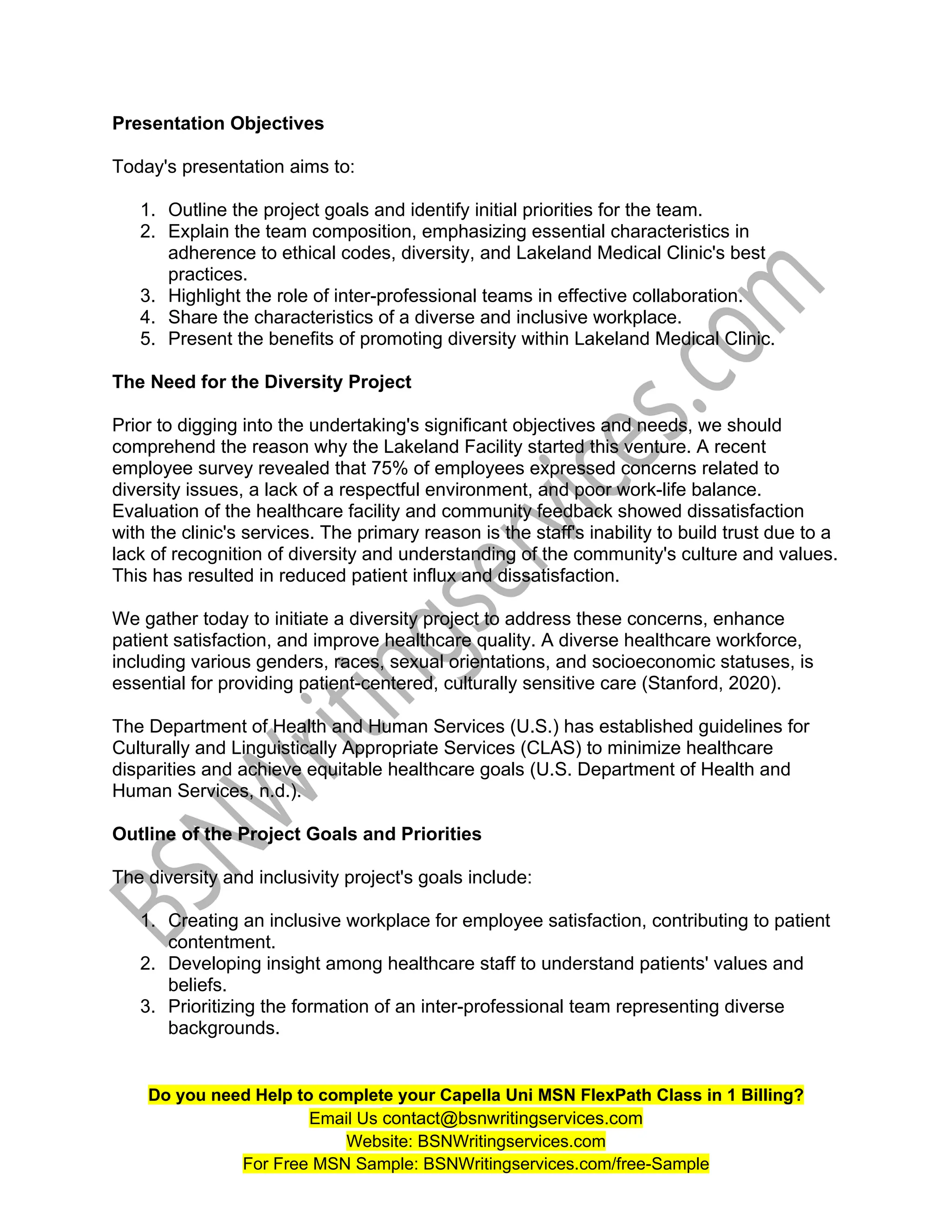 NHS FPX 5004 Assessment 3 Diversity Project Kickoff Presentation.docx