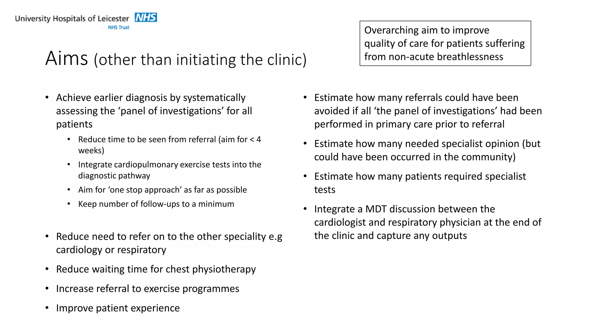 Leicester, Leicestershire, Rutland Breathlessness Pathway (University ...