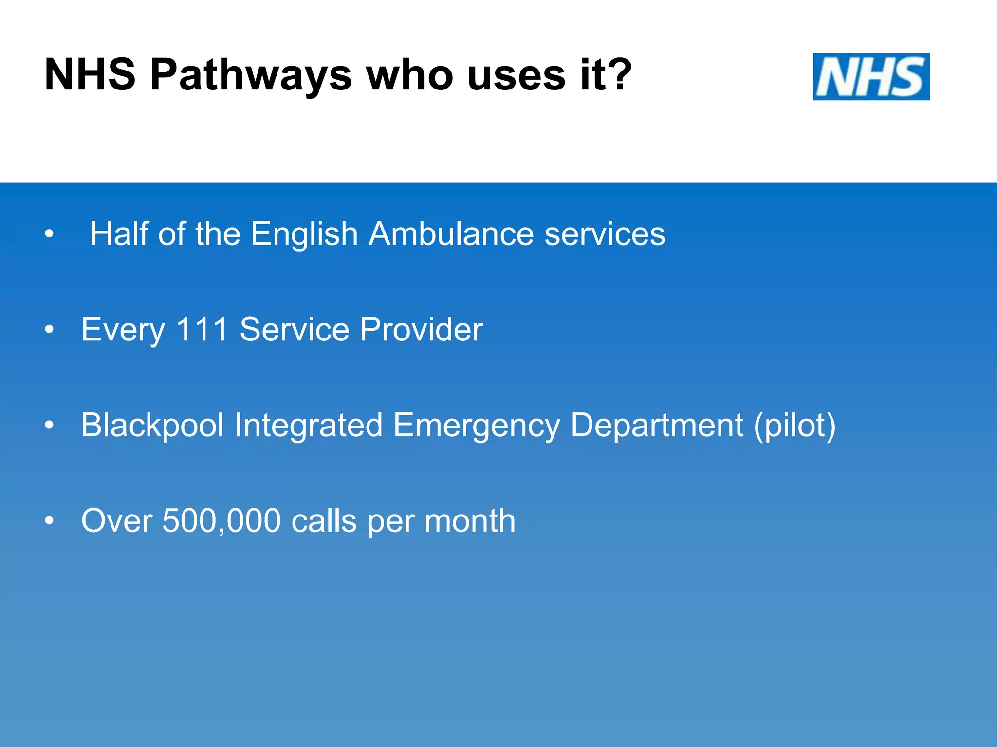 HSCIC: NHS Pathways - Intelligent Data Toolkit | PPTX