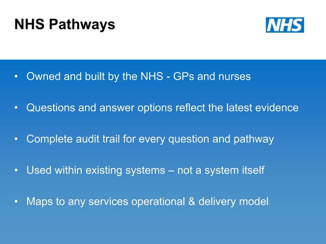 HSCIC: NHS Pathways - Intelligent Data Toolkit | PPTX