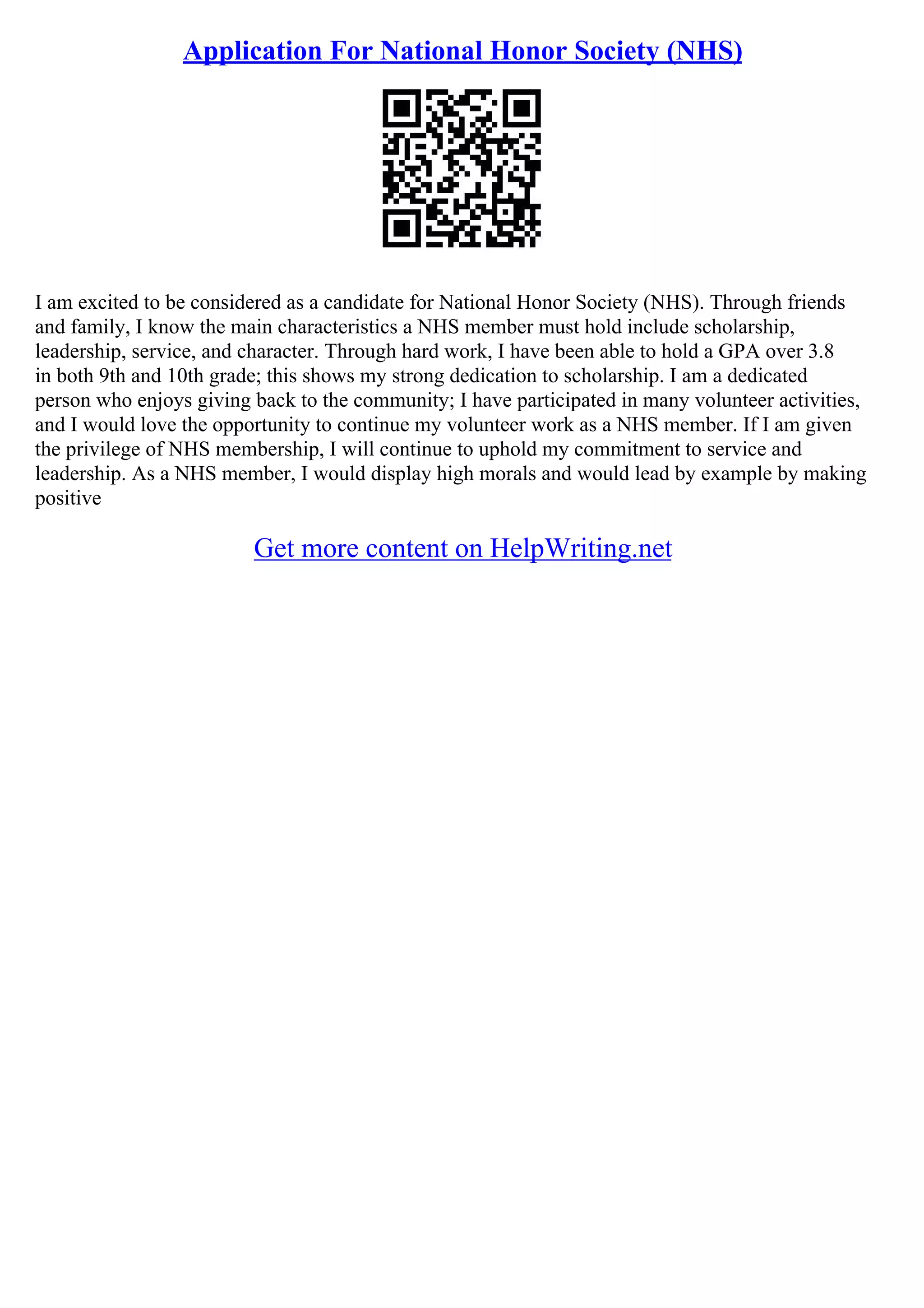 Nhs Sample Essays | PDF