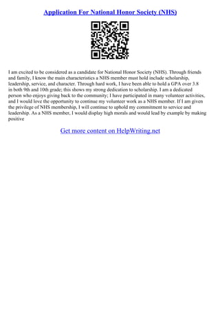 Nhs Sample Essays | PDF