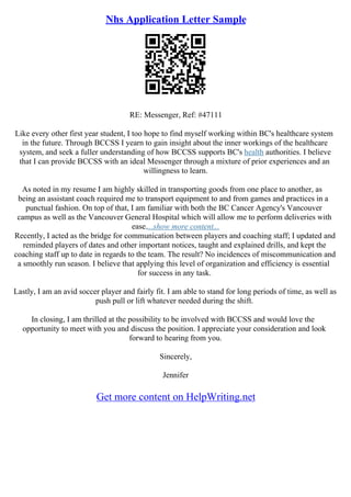 Nhs Sample Essays | PDF