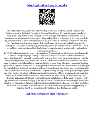 Nhs Sample Essays | PDF