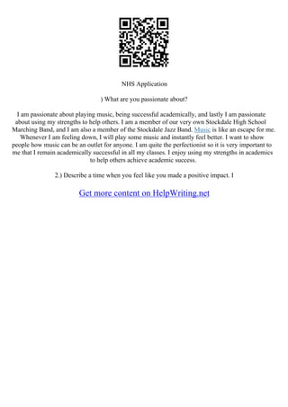 Nhs Sample Essays | PDF