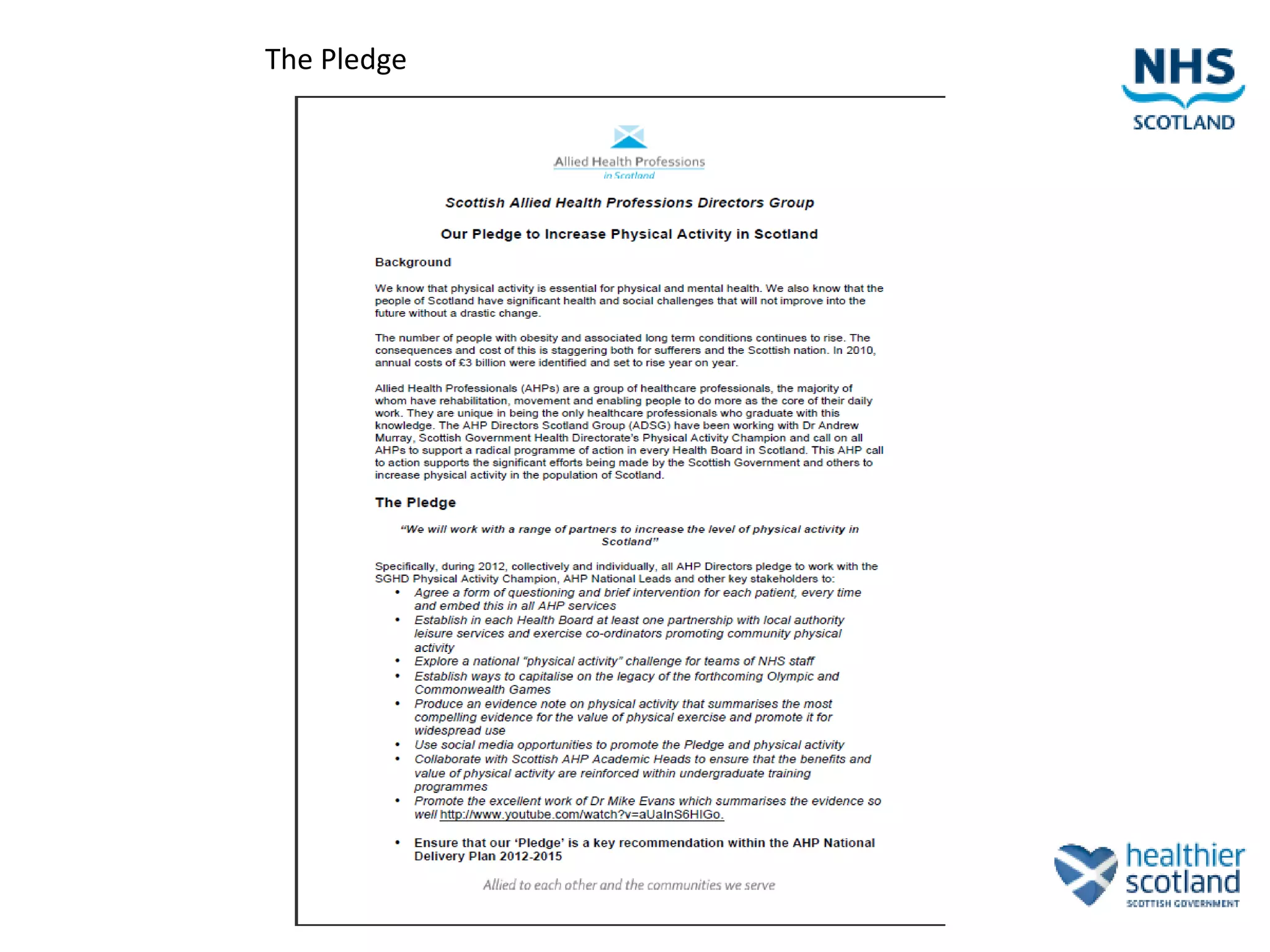 Nhs scotland promoting physical activity presentation | PPT