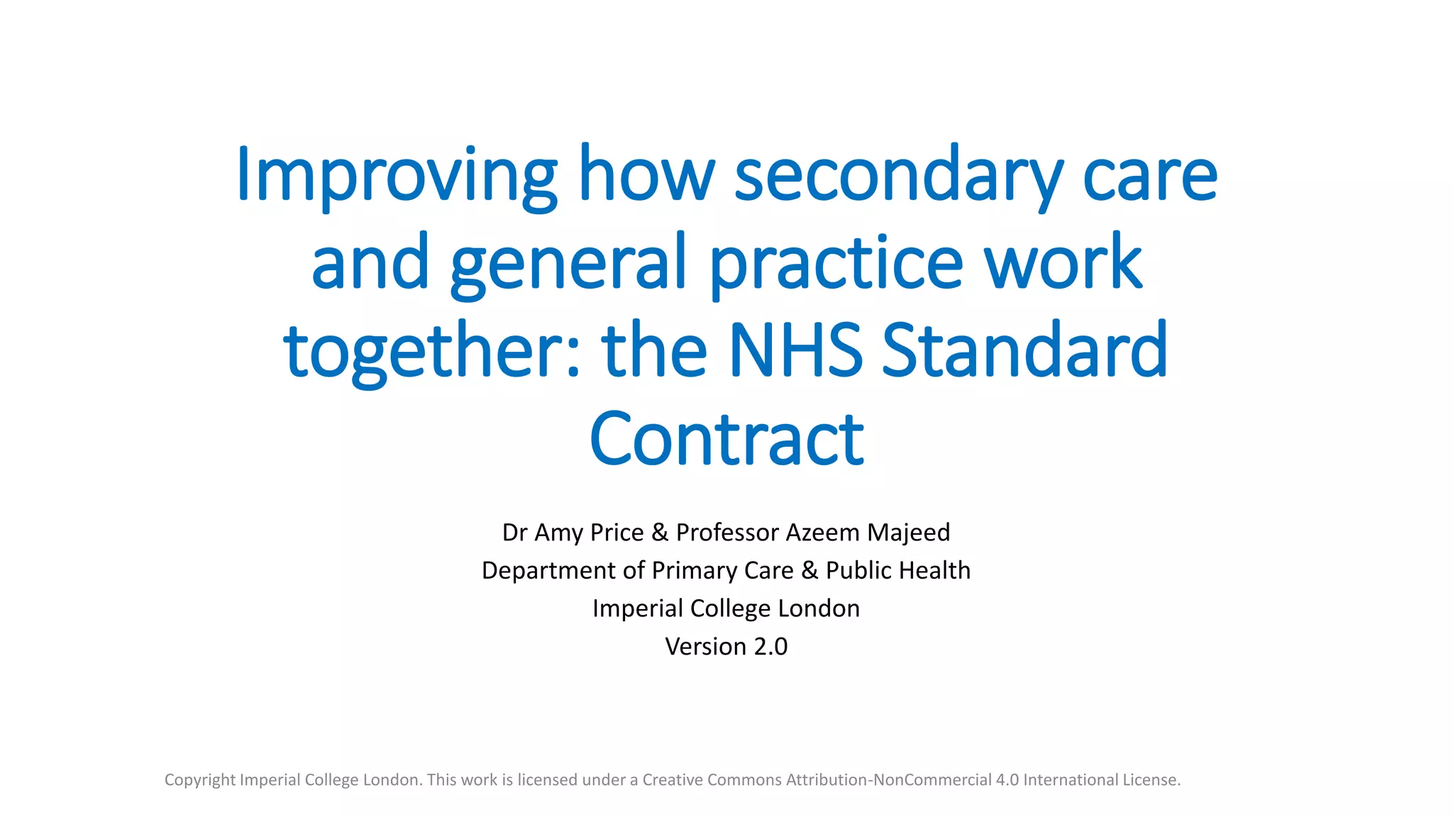 NHS Standard Contract Presentation | PPTX
