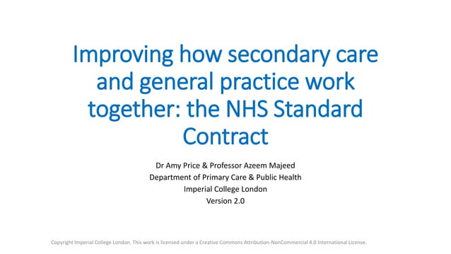 NHS Standard Contract Presentation | PPTX