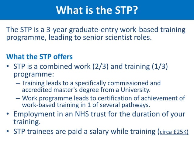 NHS STP Scientist Training Programme - Application Briefing | PPTX
