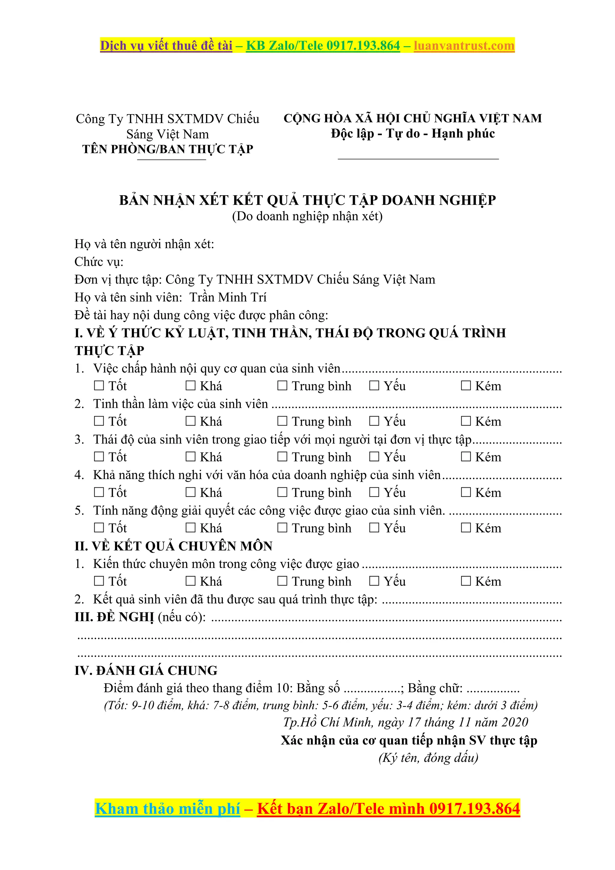 Nhật ký thực tập doanh nghiệp Khoa quản trị kinh doanh Trường đại học Công nghiệp.docx