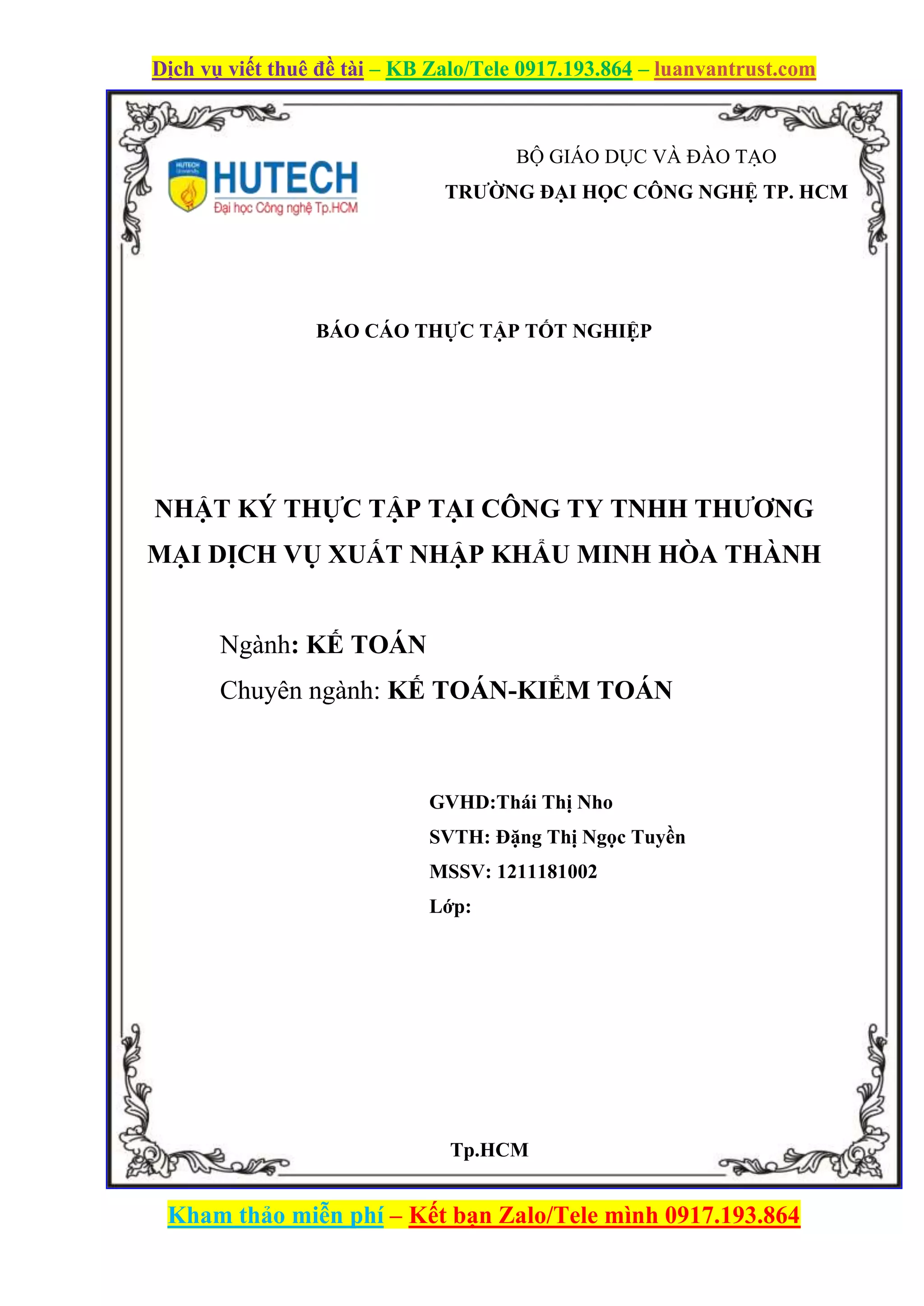 Nhật ký thực tập tại công ty tnhh thương mại dịch vụ xuất nhập khẩu minh hòa thành.docx