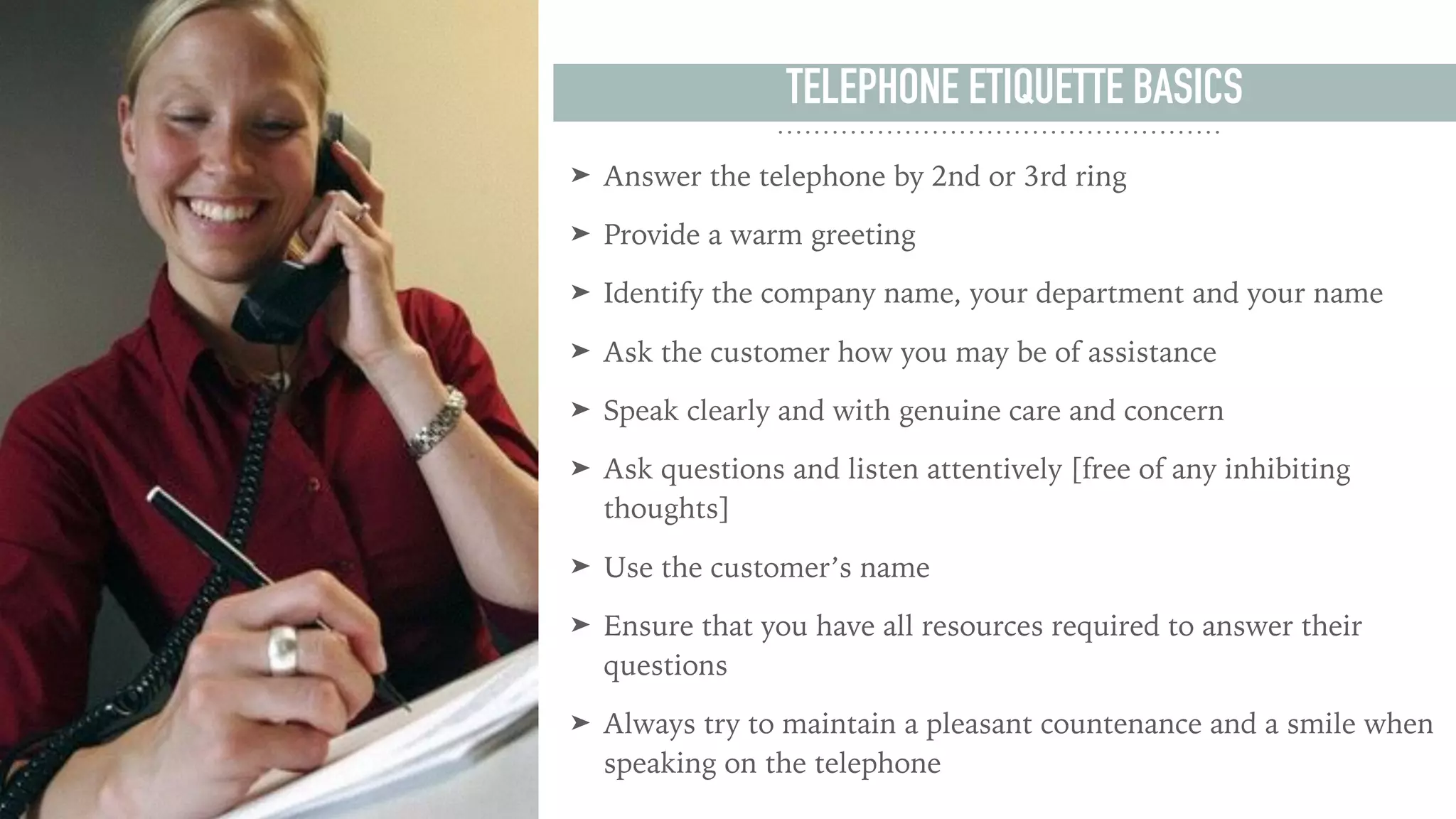 Telephone Etiquette Presentation | PDF