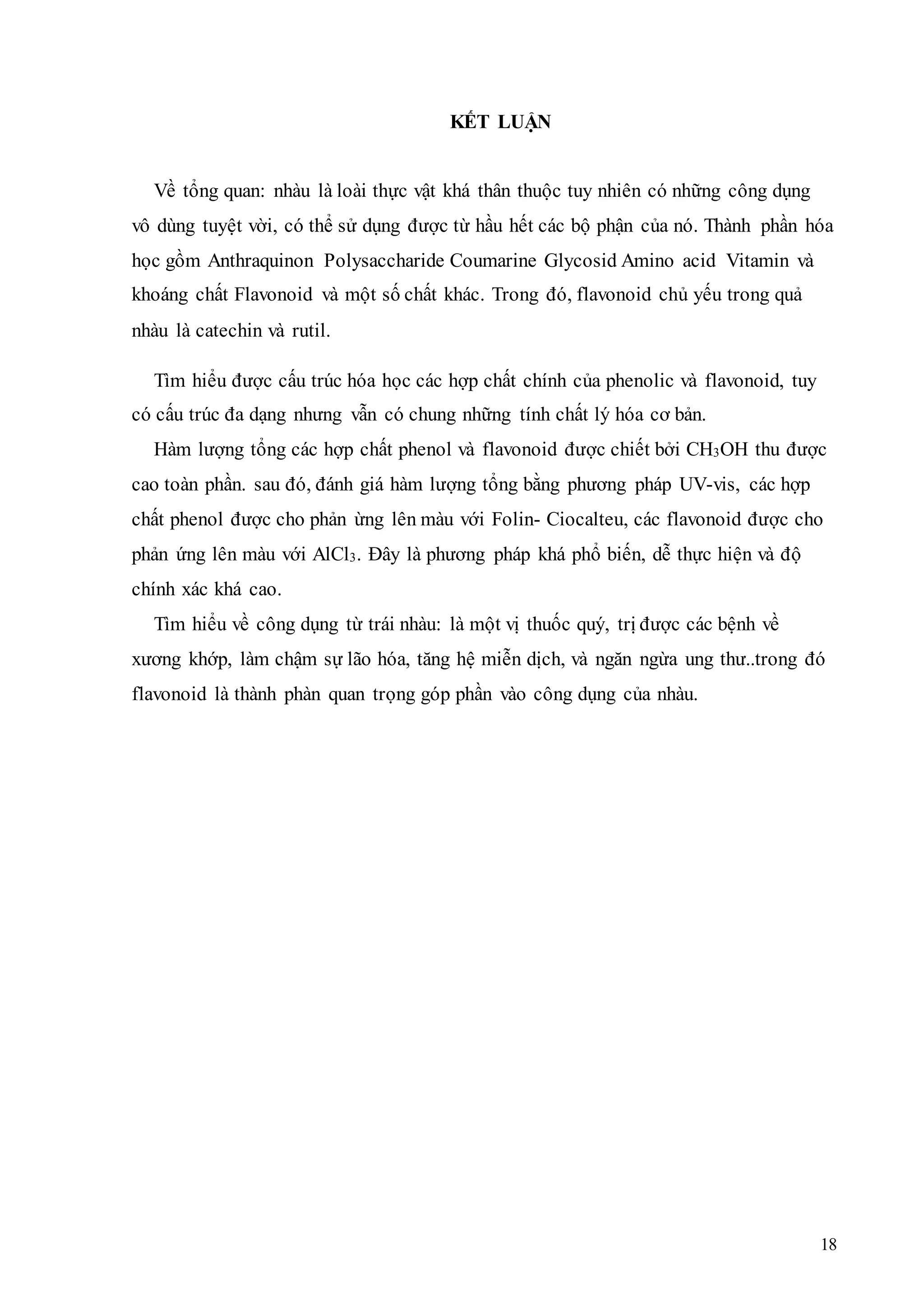 Đánh giá hàm lượng tổng phenolic và flavonoid trong quả Nhàu | DOCX