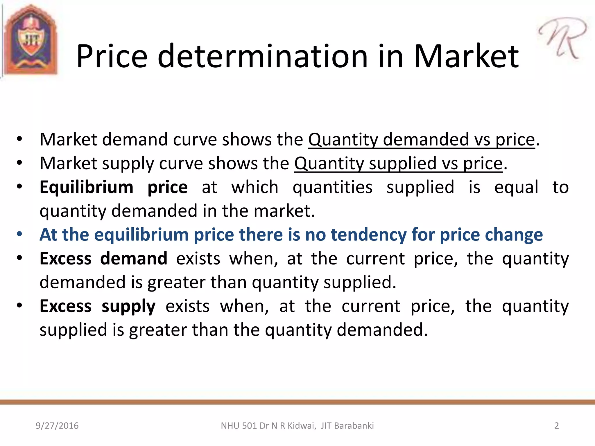 Price determinants of various market structures | PPTX