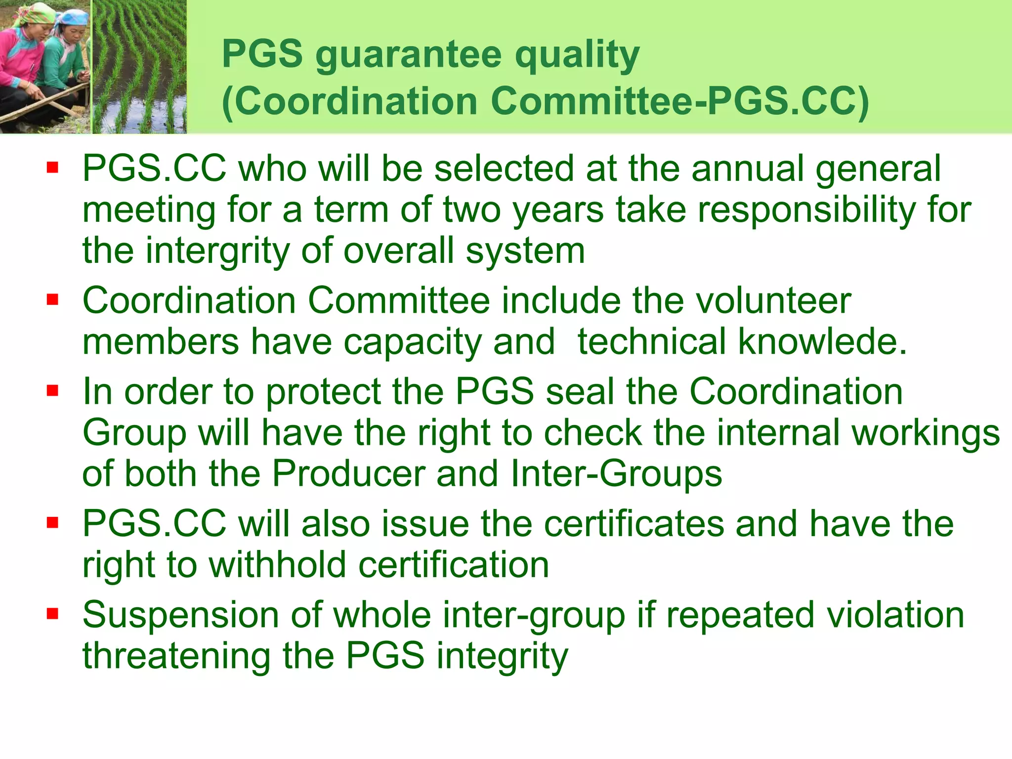 Participatory Guarantee System (PGS) An Approach for Organic Quality ...
