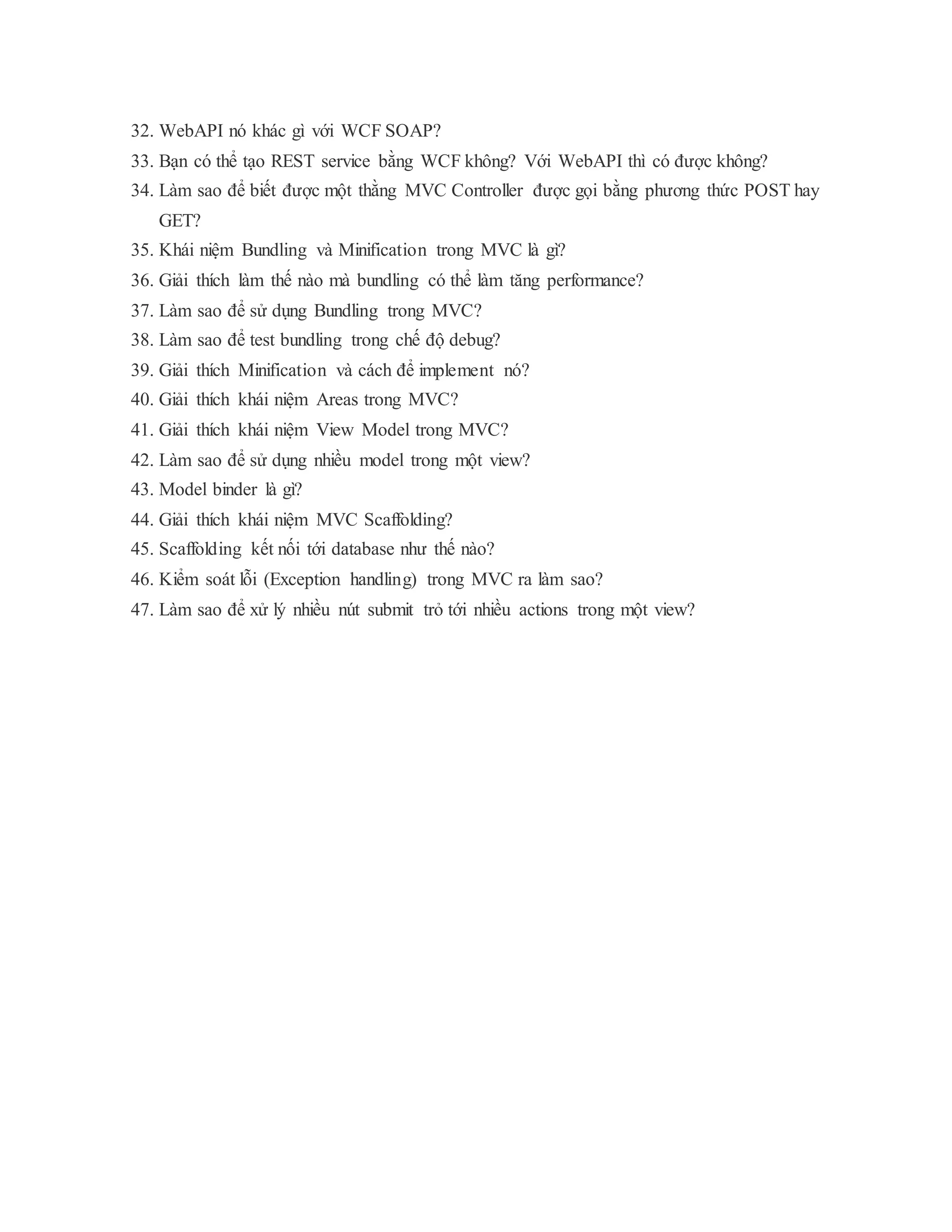Nhung cau hoi thuong gap khi phong van mvc .net