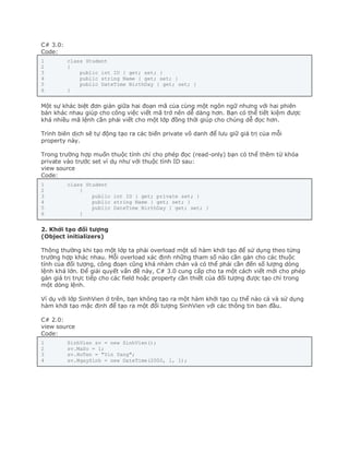 Những điểm mới trong c# 3.0 | PDF