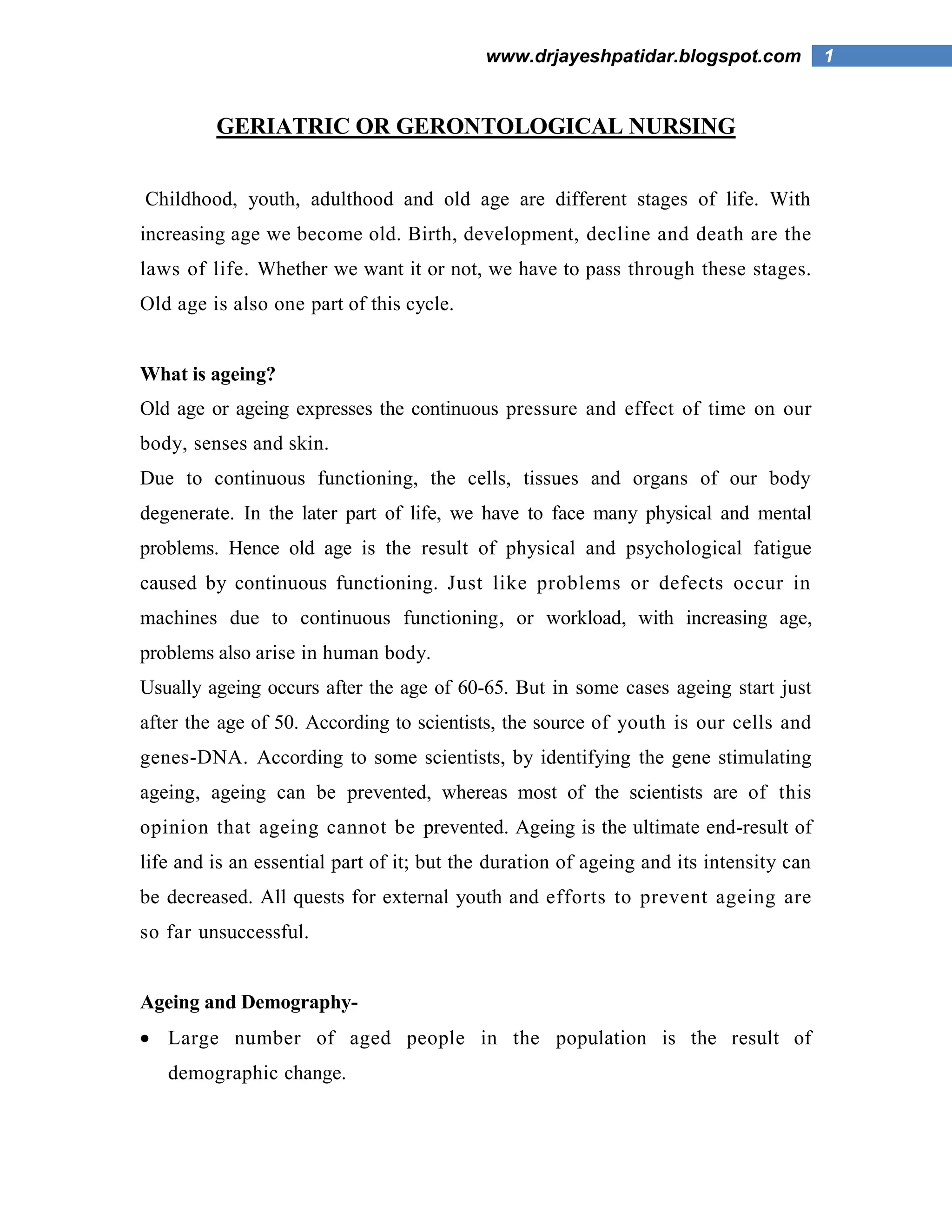 Geriatric or gerontological nursing | PDF