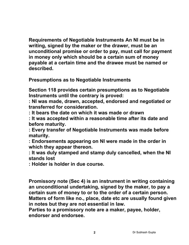 Negotiable instruments | DOC