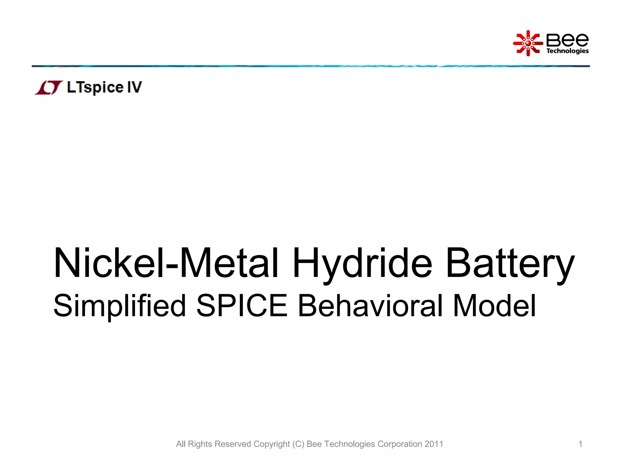 Simple Model of Ni-MH Battery Model using LTspice | PPT