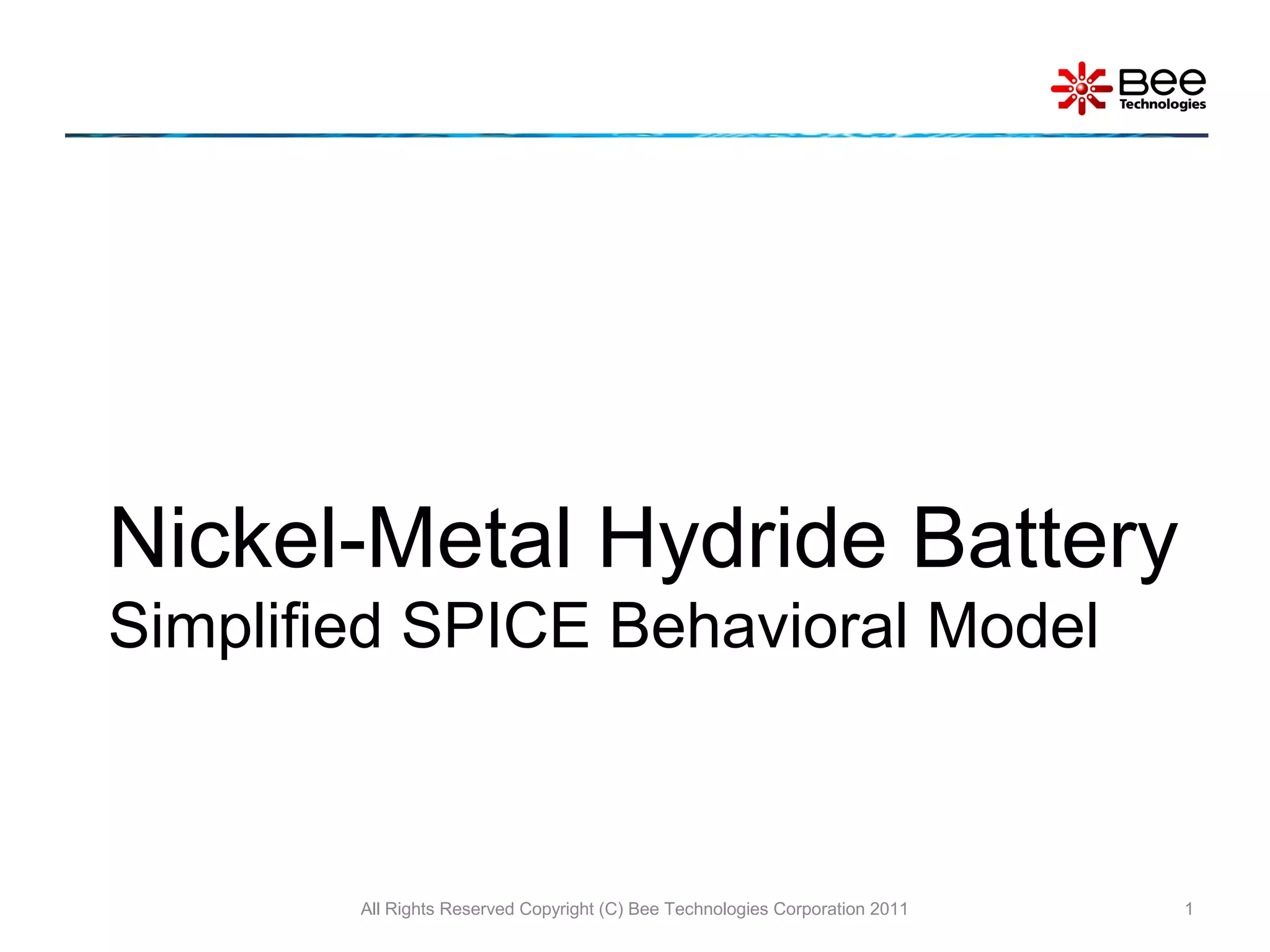 Simple Model of Ni-MH Battery Model using PSpice | PPT