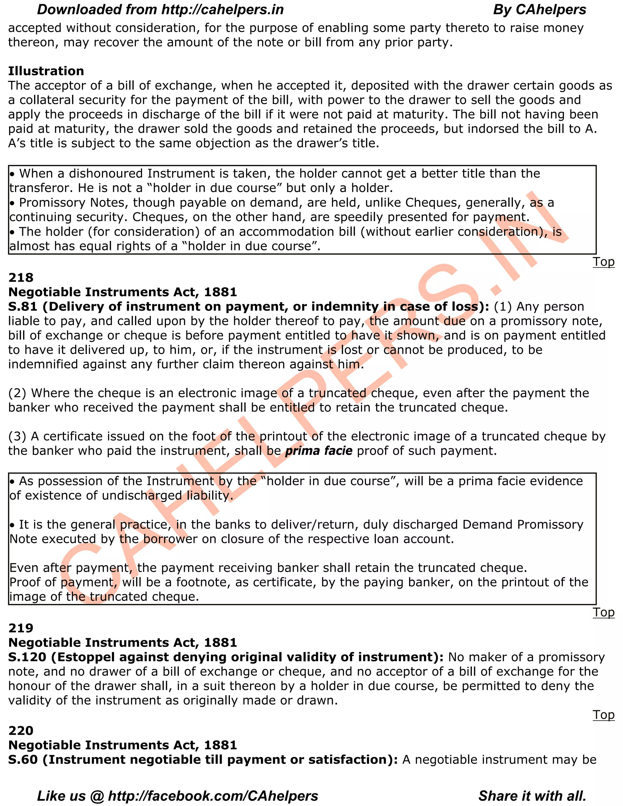 Ni act 1881 with note | PDF