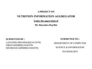 Nutrition Information Aggregatior | Final Year Project | PDF