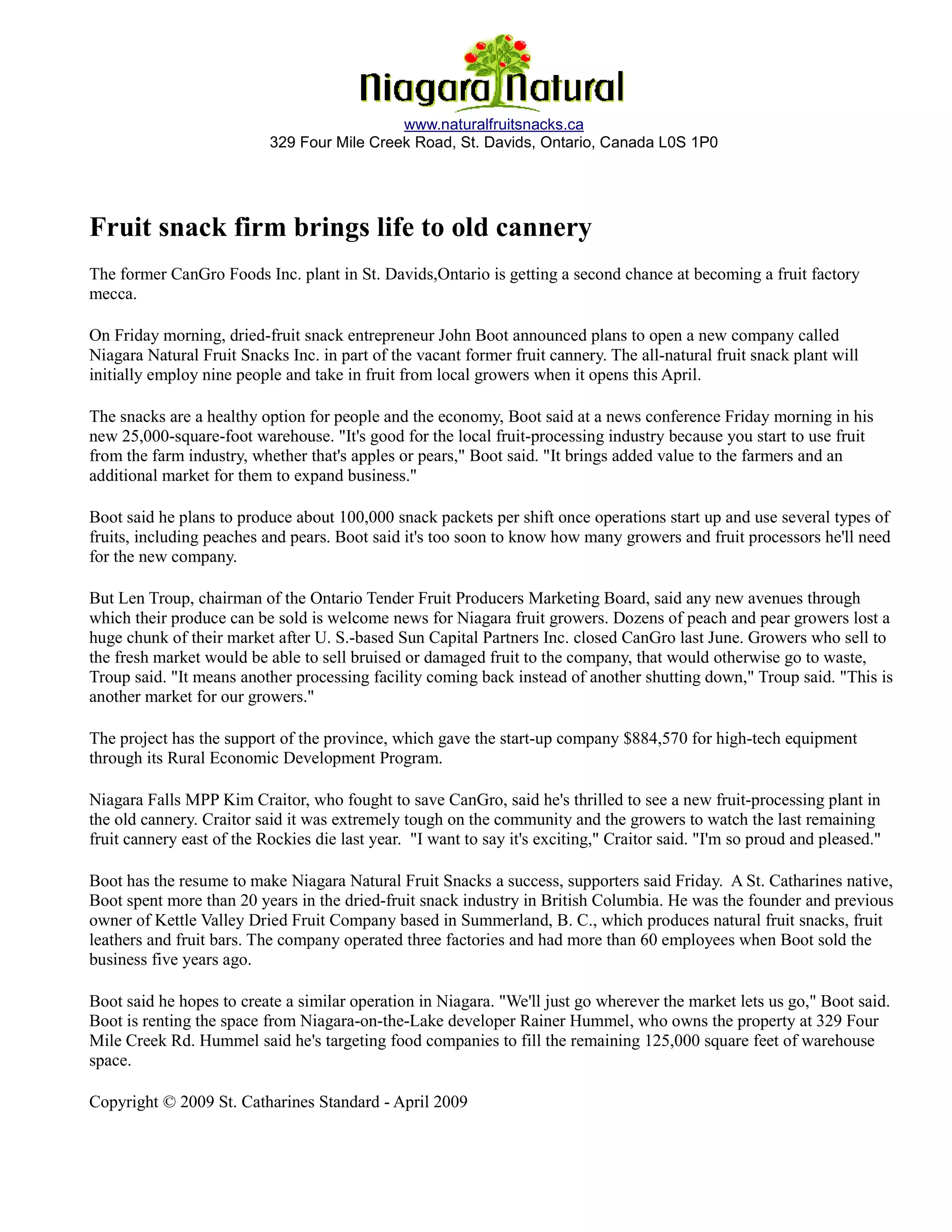 Niagara Naturals Overview | PDF