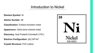 Ni and ni based alloys | PPTX | Chemistry | Science