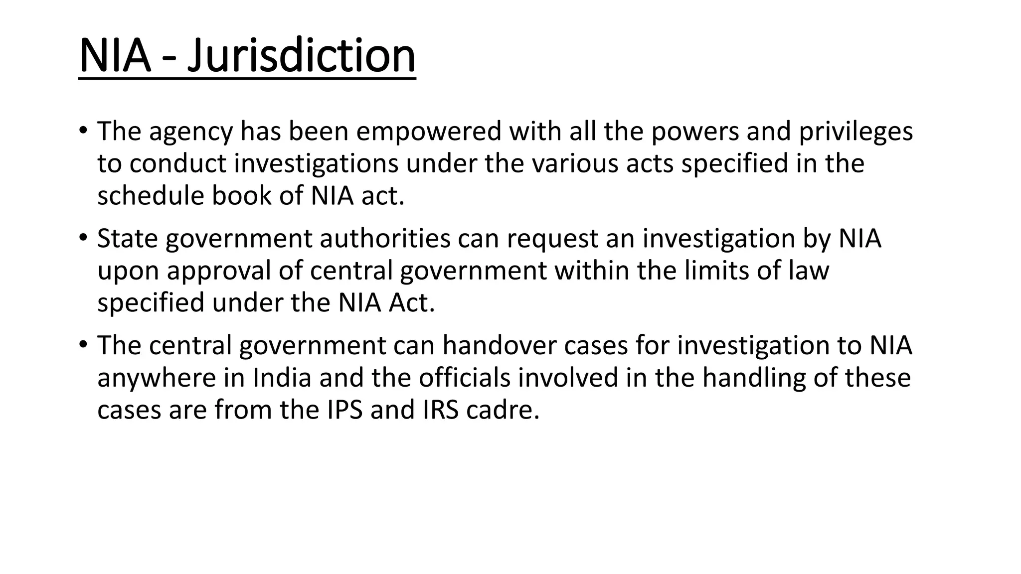 National Investigation Agency (NIA) | PDF