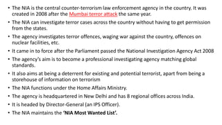 National Investigation Agency (NIA) | PDF