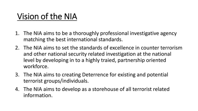 National Investigation Agency (NIA) | PDF | Terrorism | Sensitive Topics