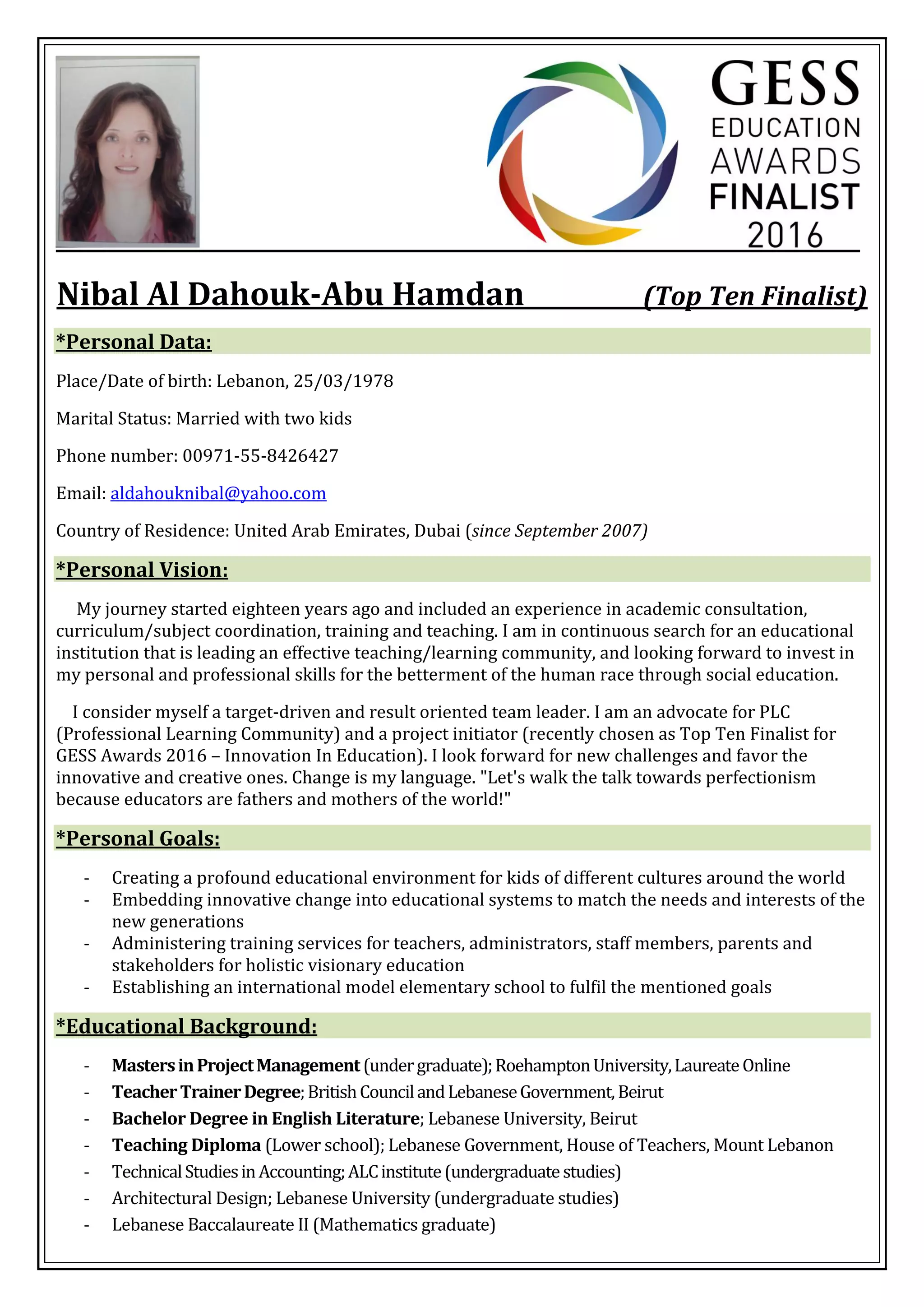 Nibal cv modified april 2016 | PDF