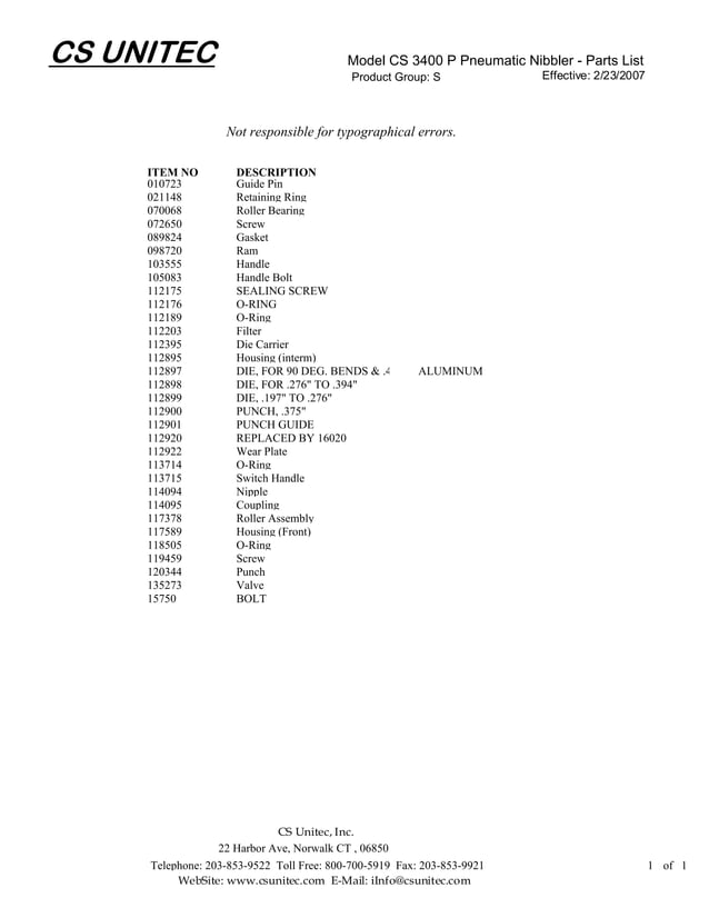 CS Unitec Nibblers: CS 3400 P | PDF