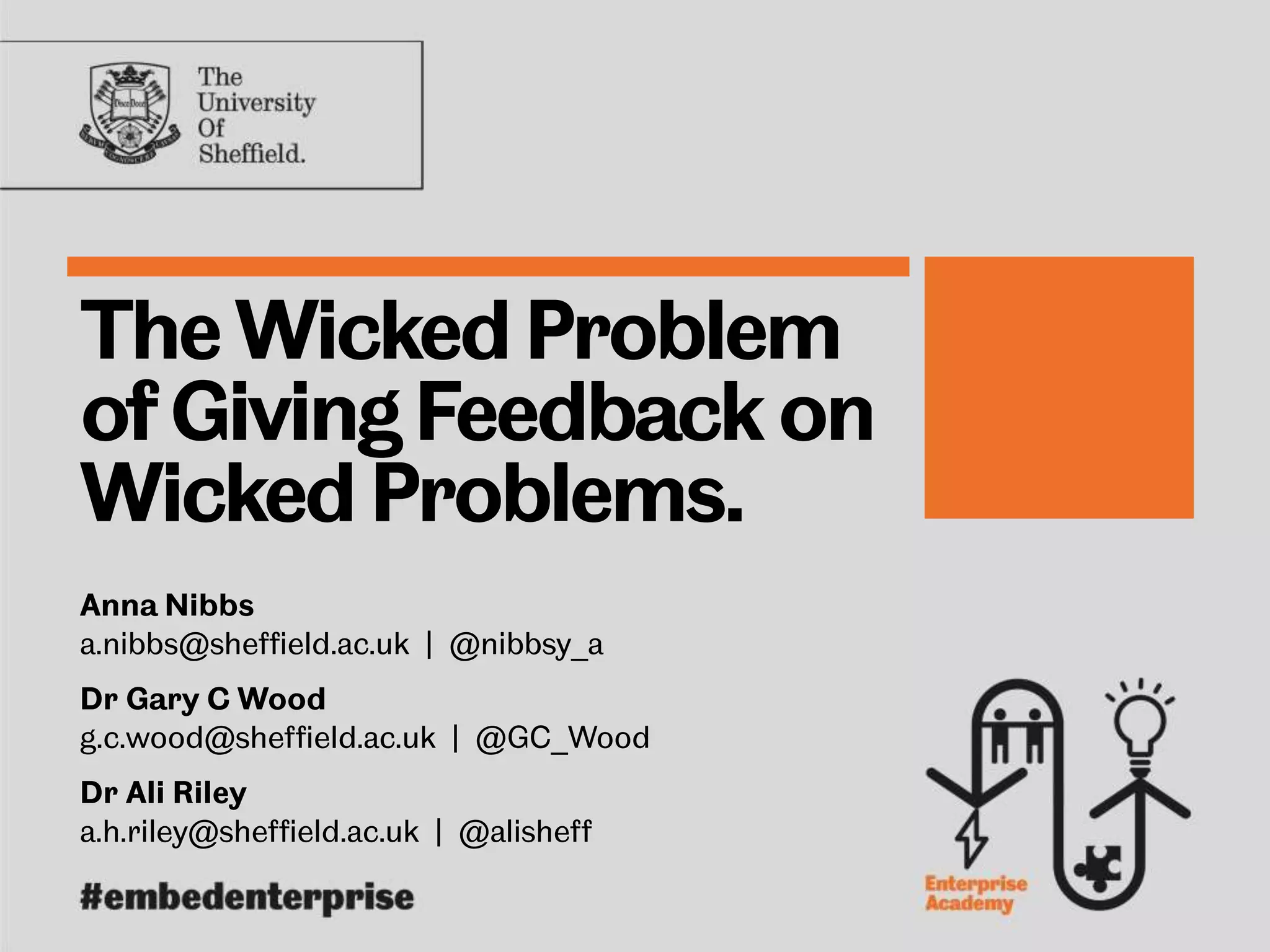 The Wicked Problem of Giving Feedback on Wicked Problems | PPTX