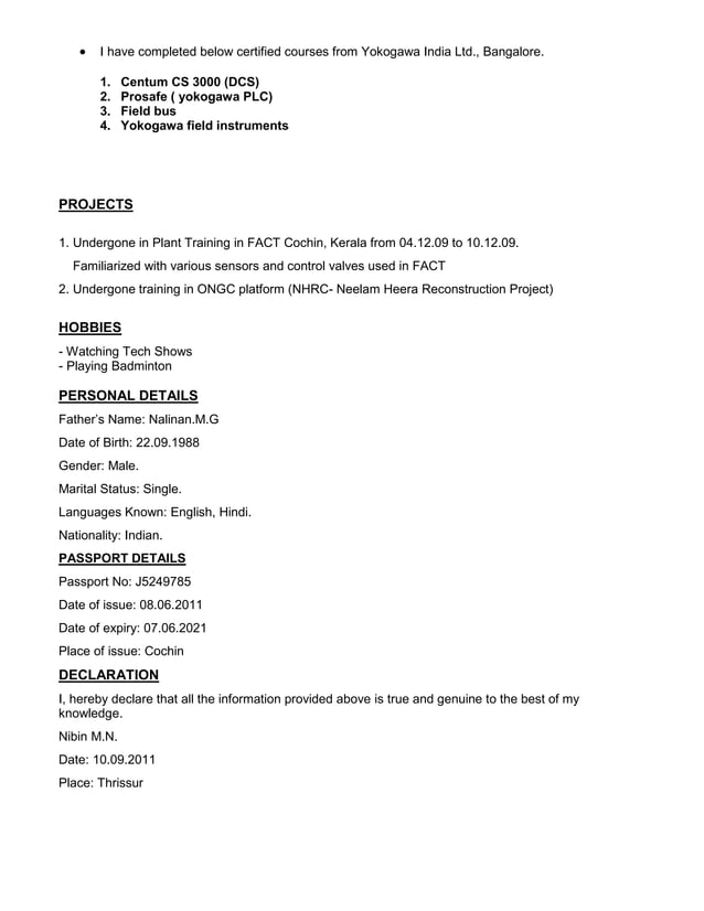 Nibin resume | PDF | Education