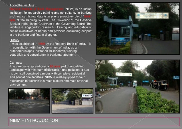 National Institute Of Bank Management Nibm Pune
