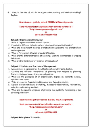 Nibm emba and mba fully solved assignments 2014 15 and 2015-16 | PDF