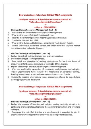 Nibm emba and mba fully solved assignments 2014 15 and 2015-16 | DOCX