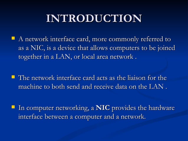 Network Interface Card | PPT | Computer Networking | Computing