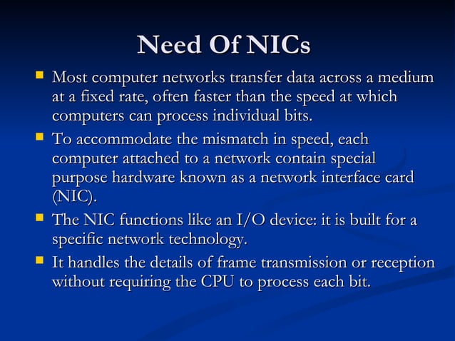 Network Interface Card | PPT | Computer Networking | Computing
