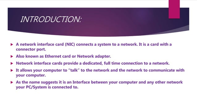 NETWORK INTERFACE CARD | PPTX | Computer Networking | Computing