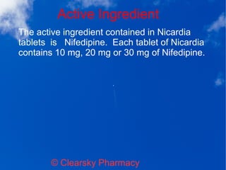 Nicardia Retard (Nifedipine Tablets) | ODP