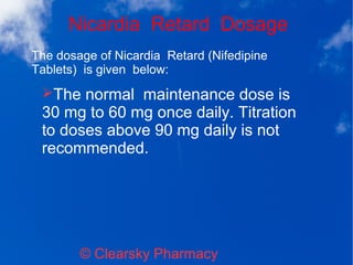 Nicardia Retard (Nifedipine Tablets) | ODP
